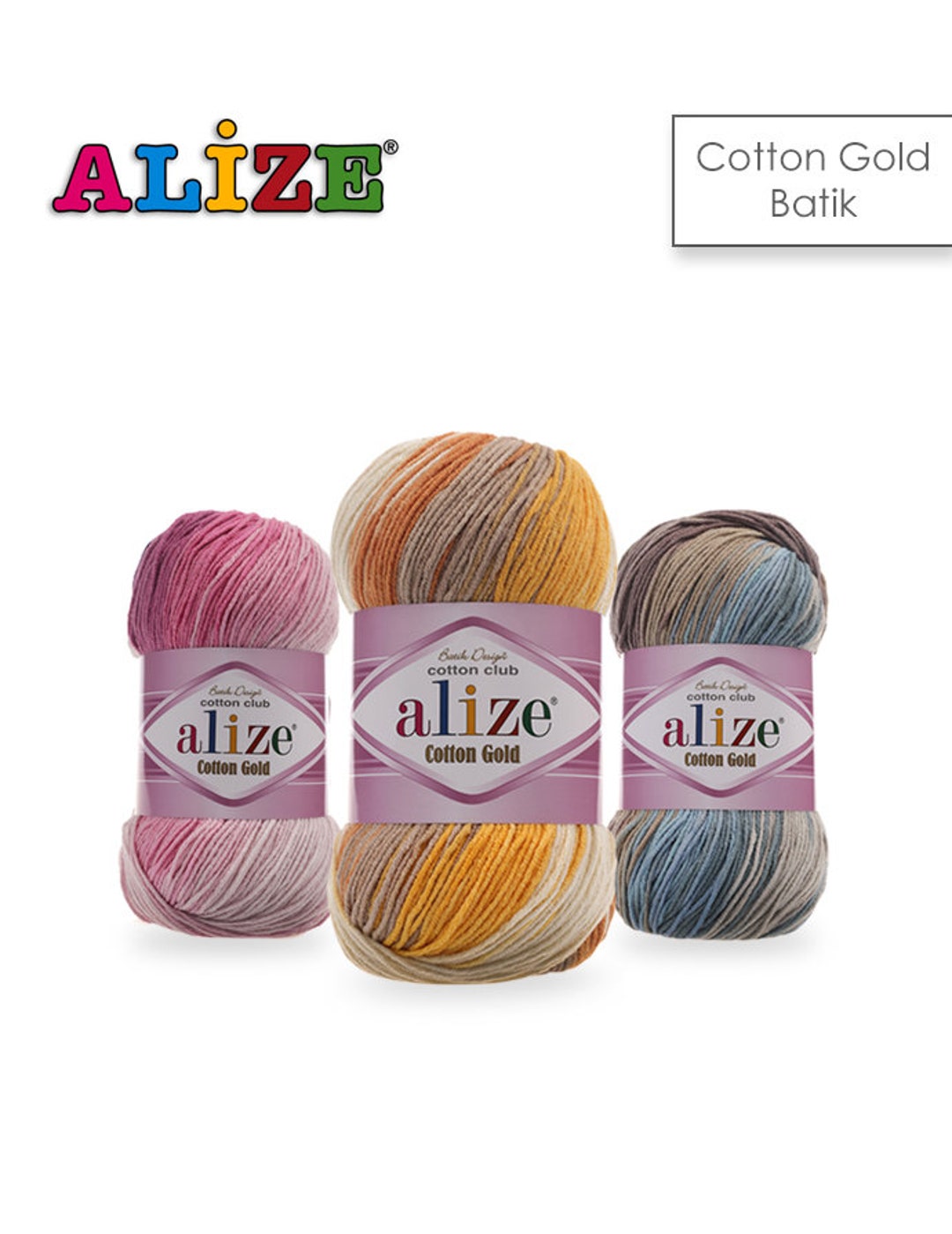 Amigurumi Yarns, 100 Gr Alize Cotton Gold Batik Yarn, Cotton Yarn ...