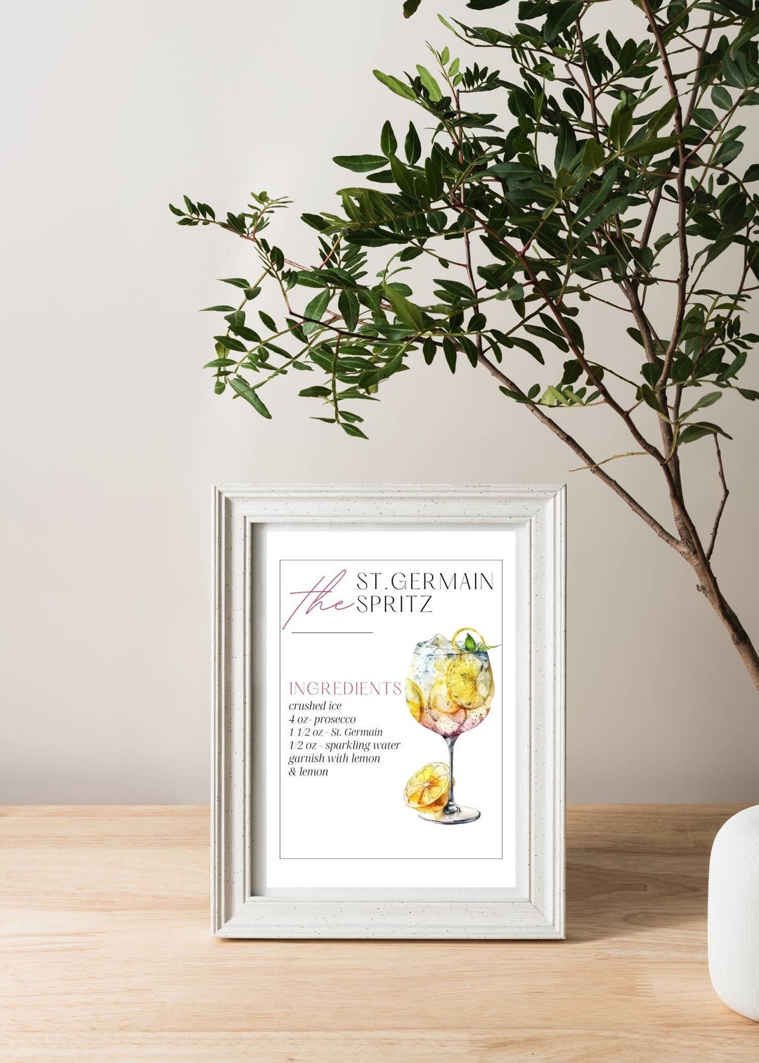 St. Germain Spritz Cocktail Recipe Print Customizable Bar - Etsy