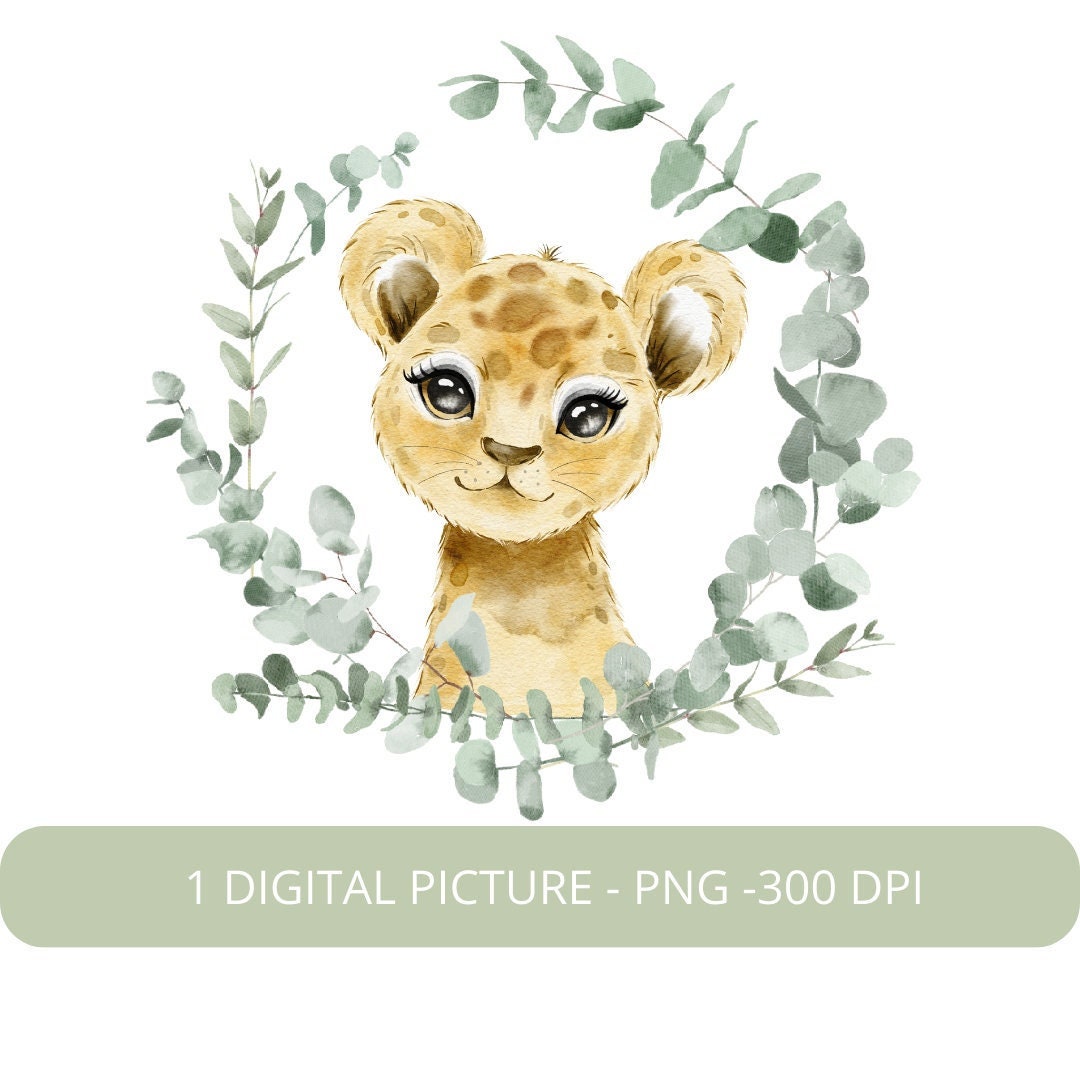 Baby Lion, PNG Tropical Jungle Safari Animals, Kids Sublimation, Baby ...