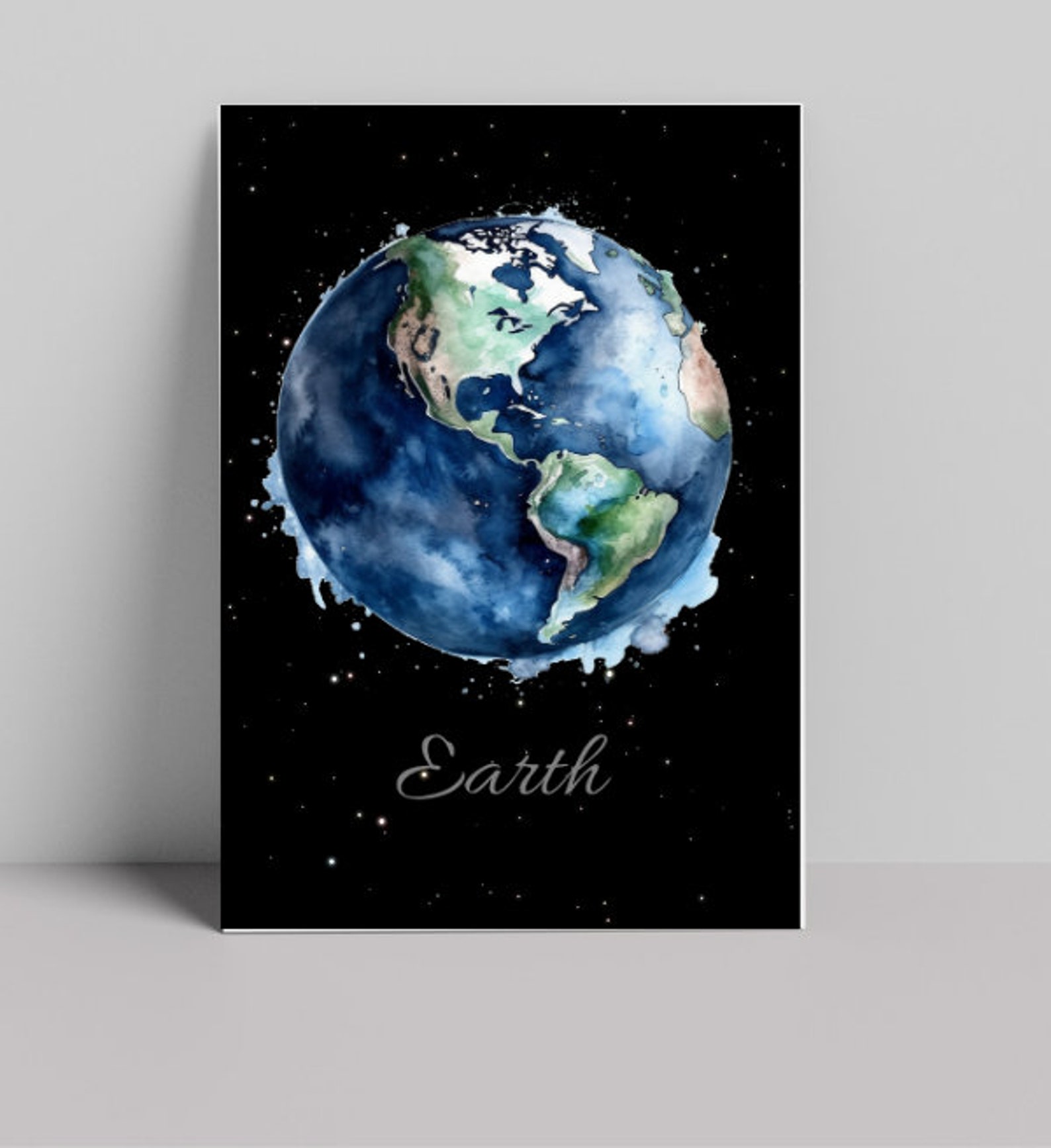 Planet Earth Watercolor, Planet Earth Art, Earth Print, Astronomy ...