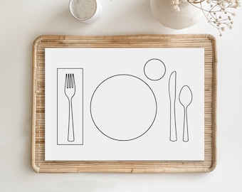 Montessori Outlines Placemat, Canva Template, Simple Placemat ...