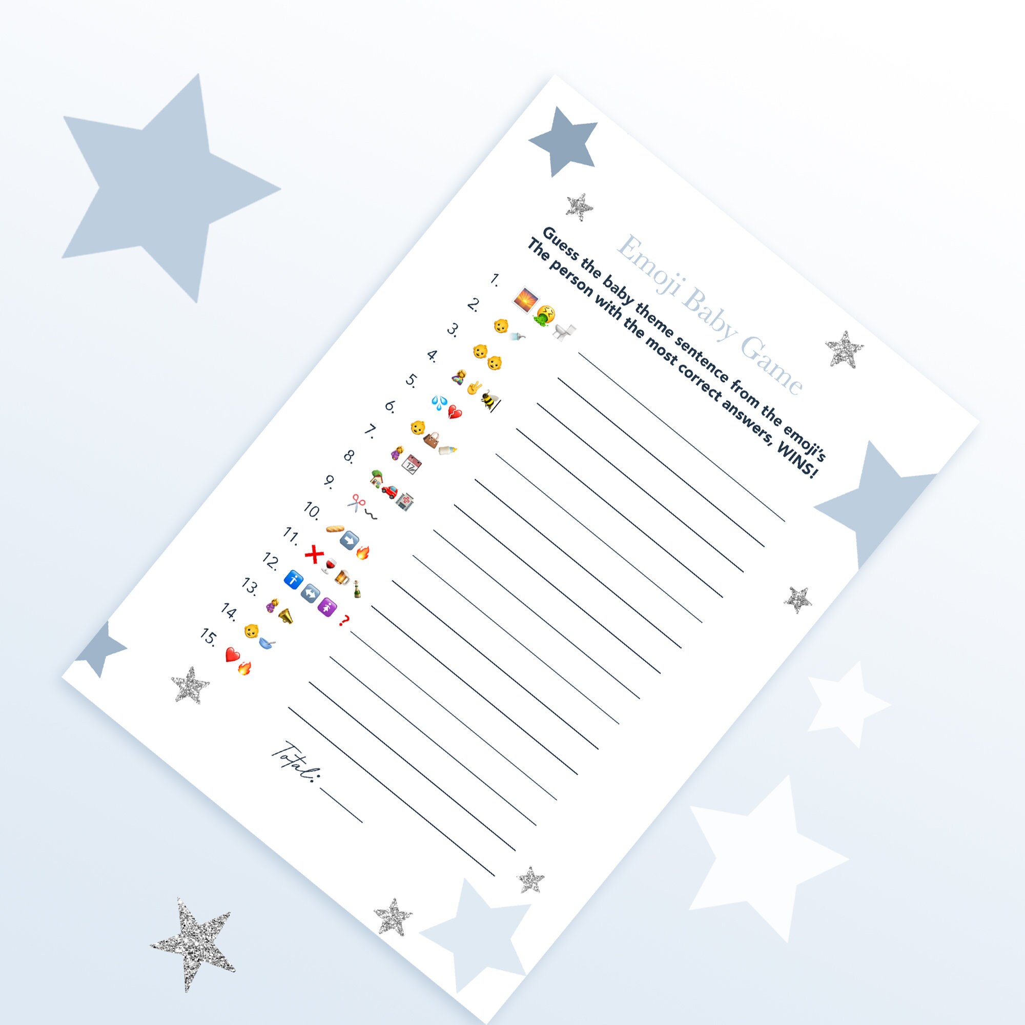 Blue Star Theme Baby Shower Game Bundle *digital Download* - Etsy