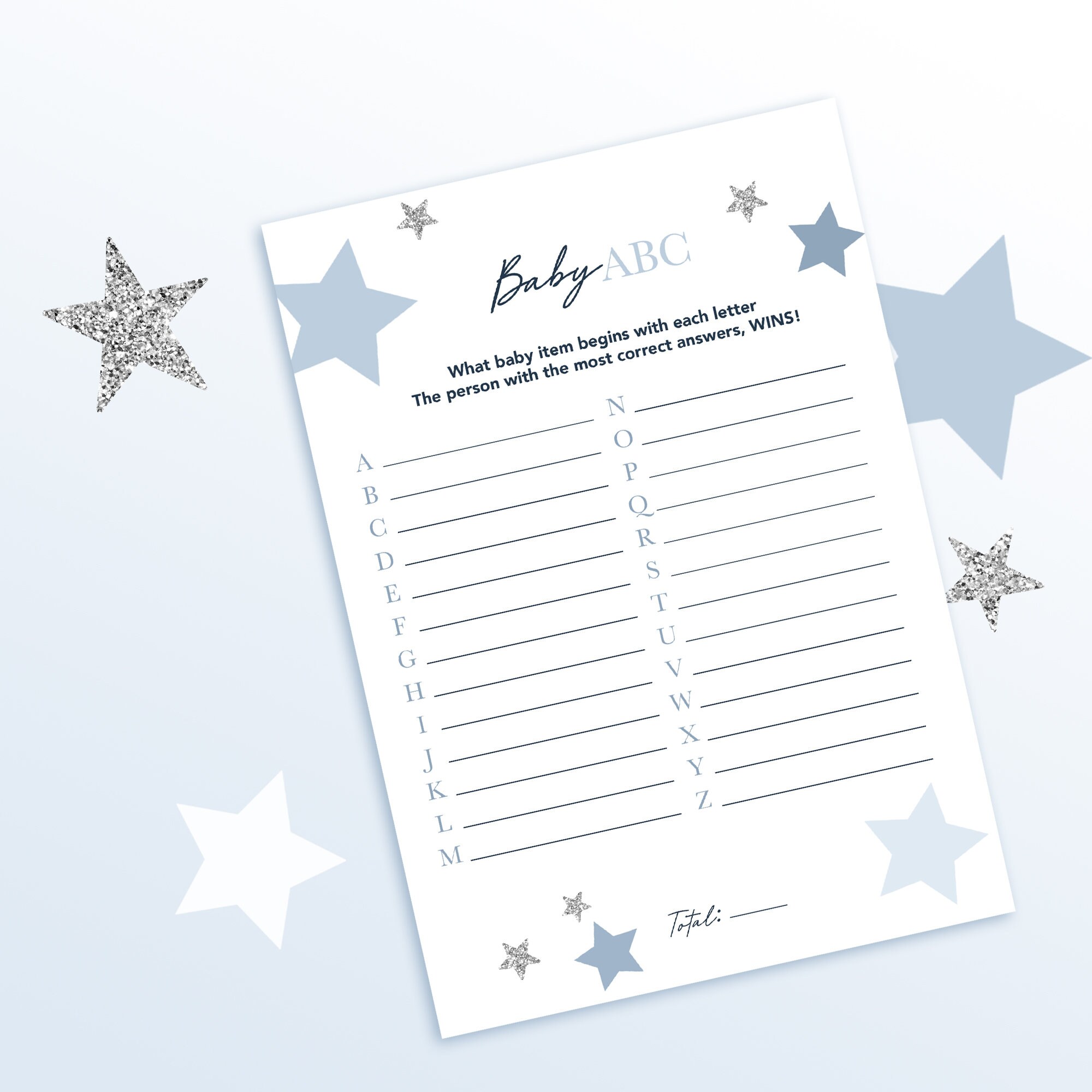 Blue Star Theme Baby Shower Game Bundle *digital Download* - Etsy