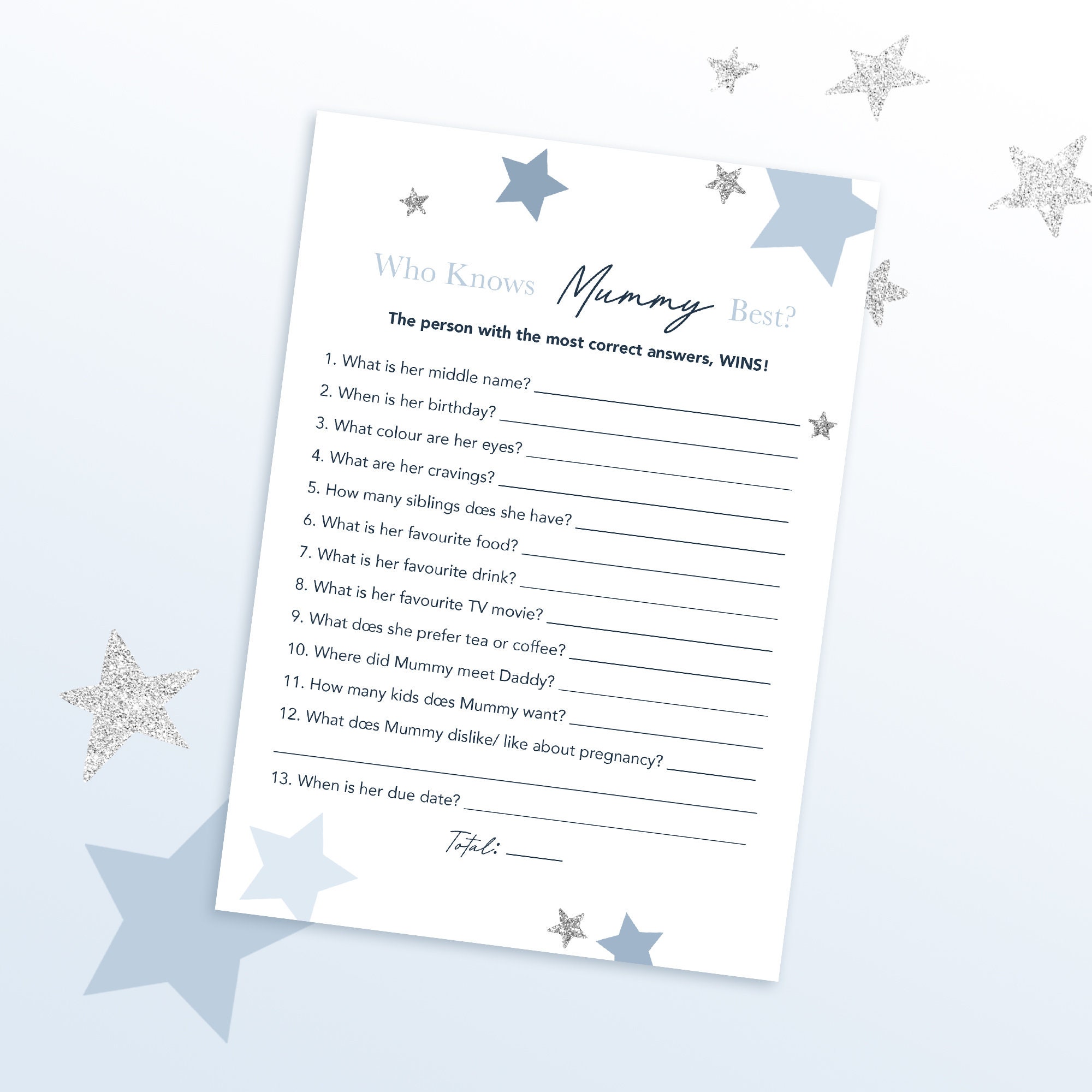 Blue Star Theme Baby Shower Game Bundle *digital Download* - Etsy