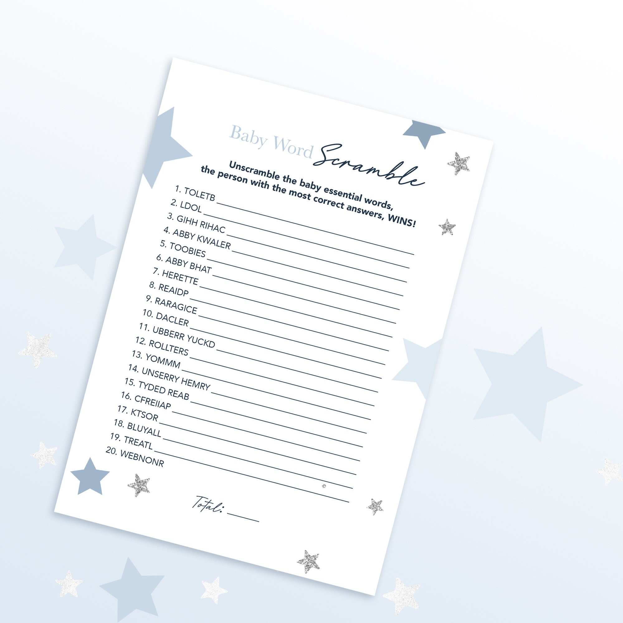 Blue Star Theme Baby Shower Game Bundle *digital Download* - Etsy