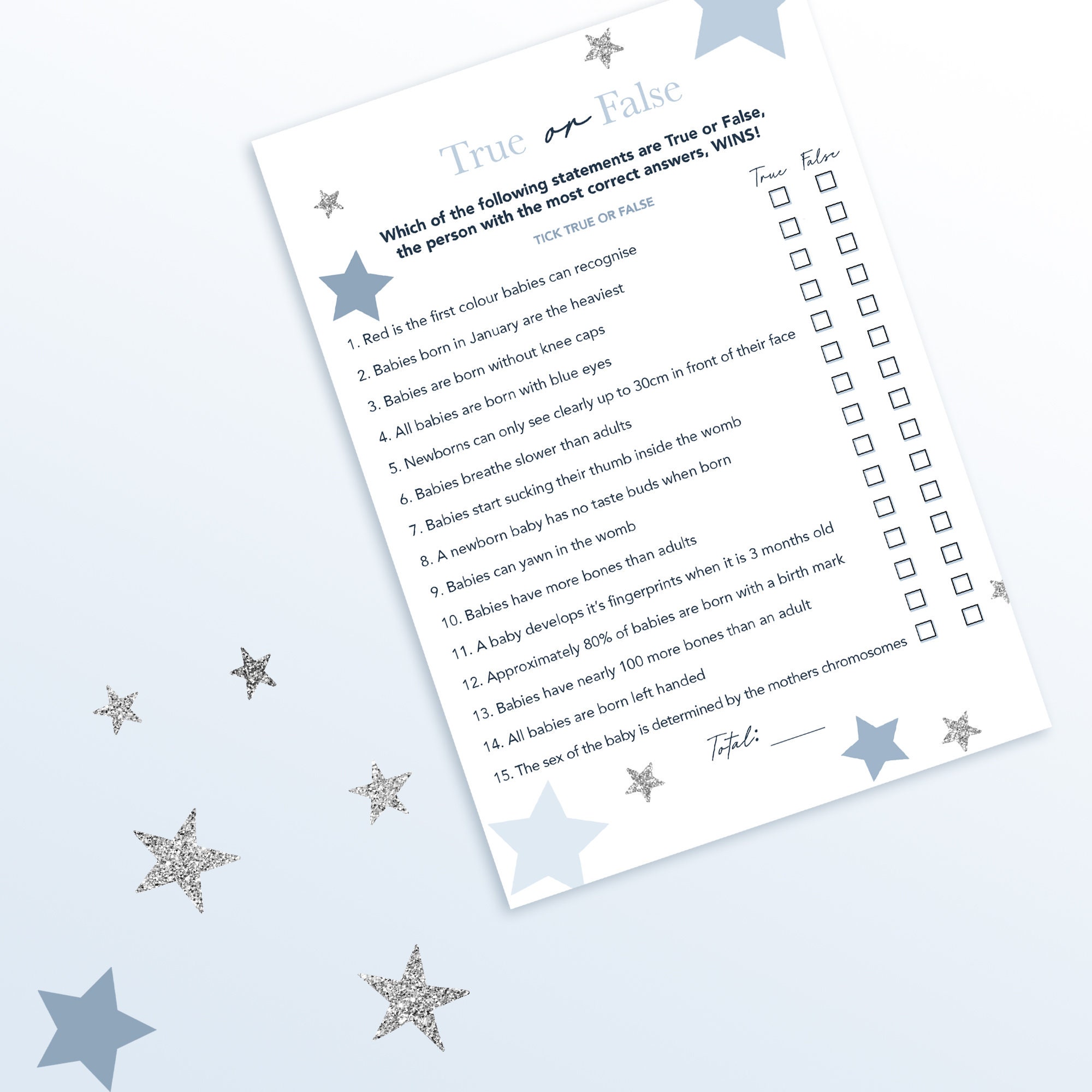 Blue Star Theme Baby Shower Game Bundle *digital Download* - Etsy