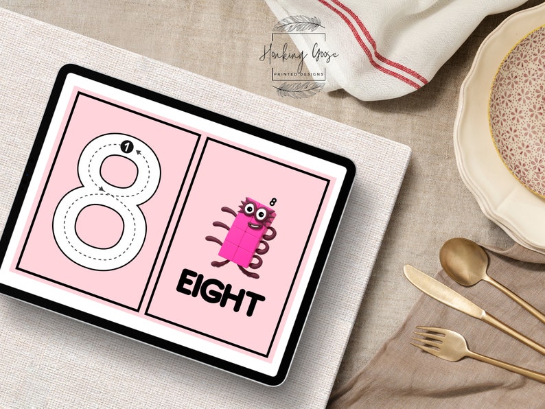 Number Blocks Themed Traceable Educational Cards,homeschool Printables ...