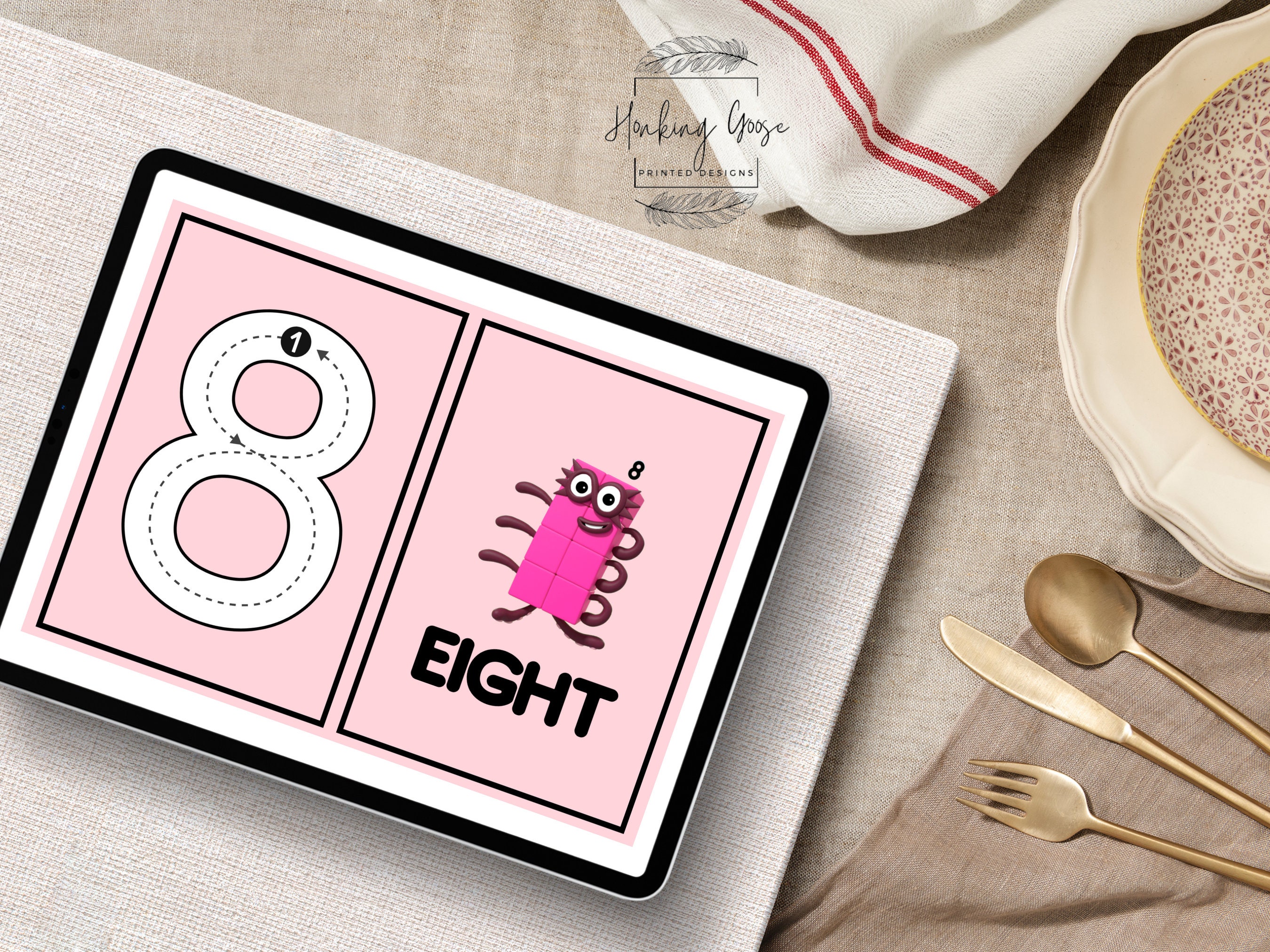 Number Blocks Themed Traceable Educational Cards,homeschool Printables ...