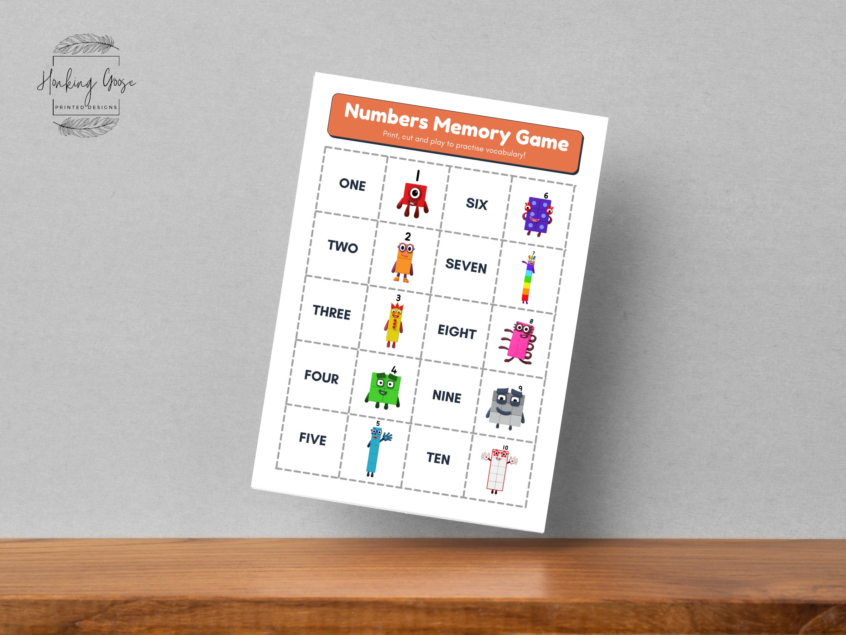 Number Blocks Mini Memory Game, Educational Cards,home School ...