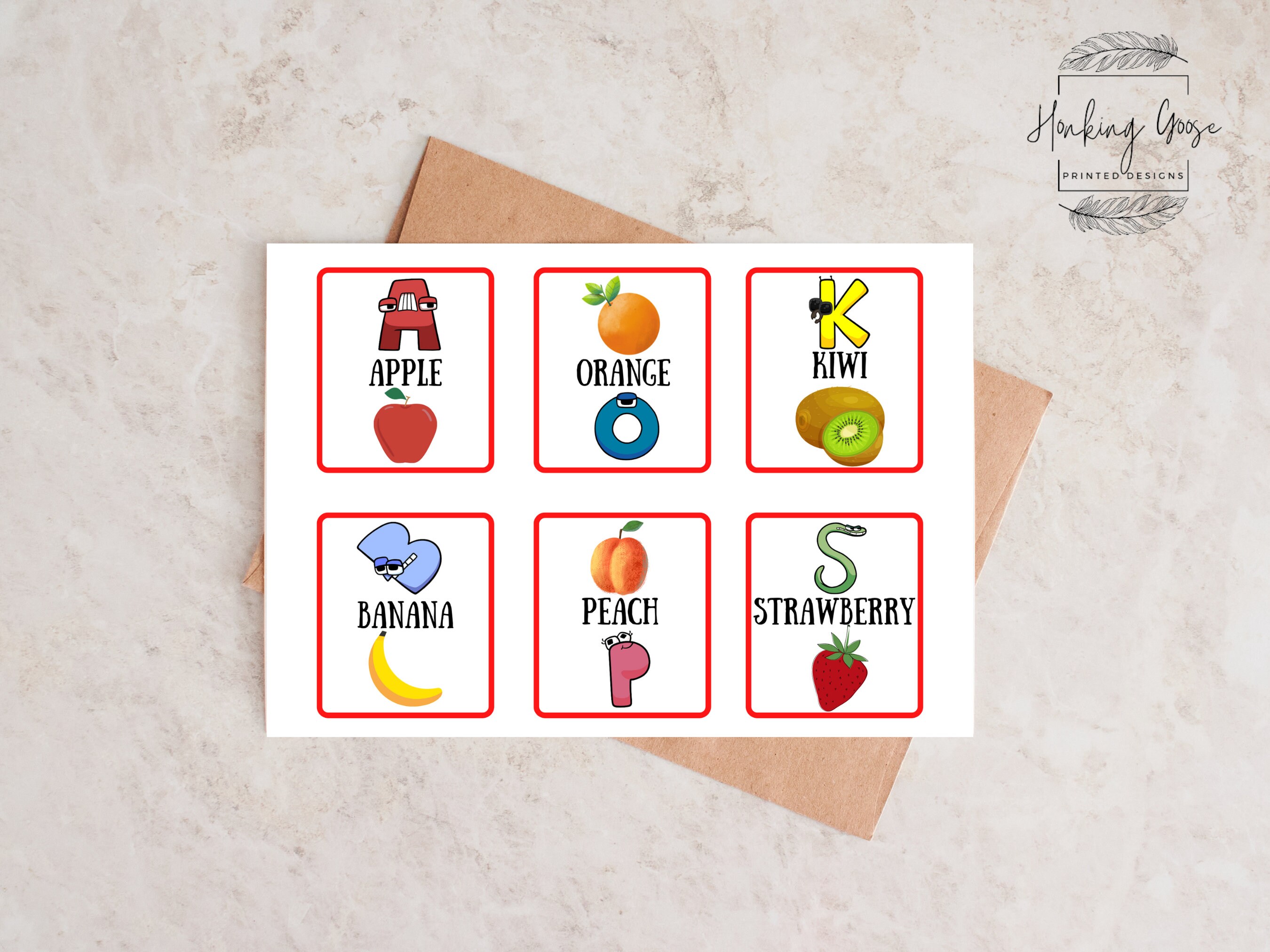 Alphabet Lore Fruit Themed Educational Cards,homeschool Printables ...