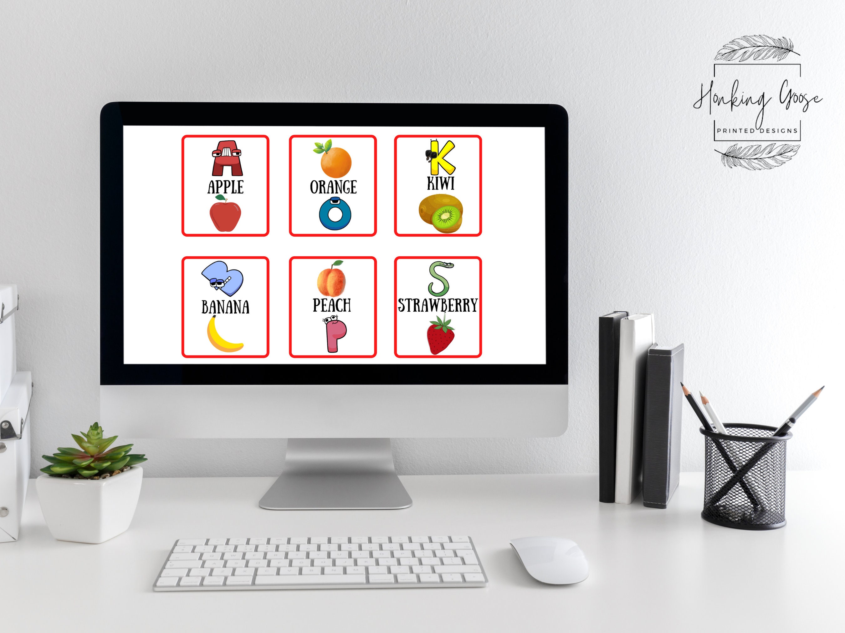 Alphabet Lore Fruit Themed Educational Cards,homeschool Printables ...