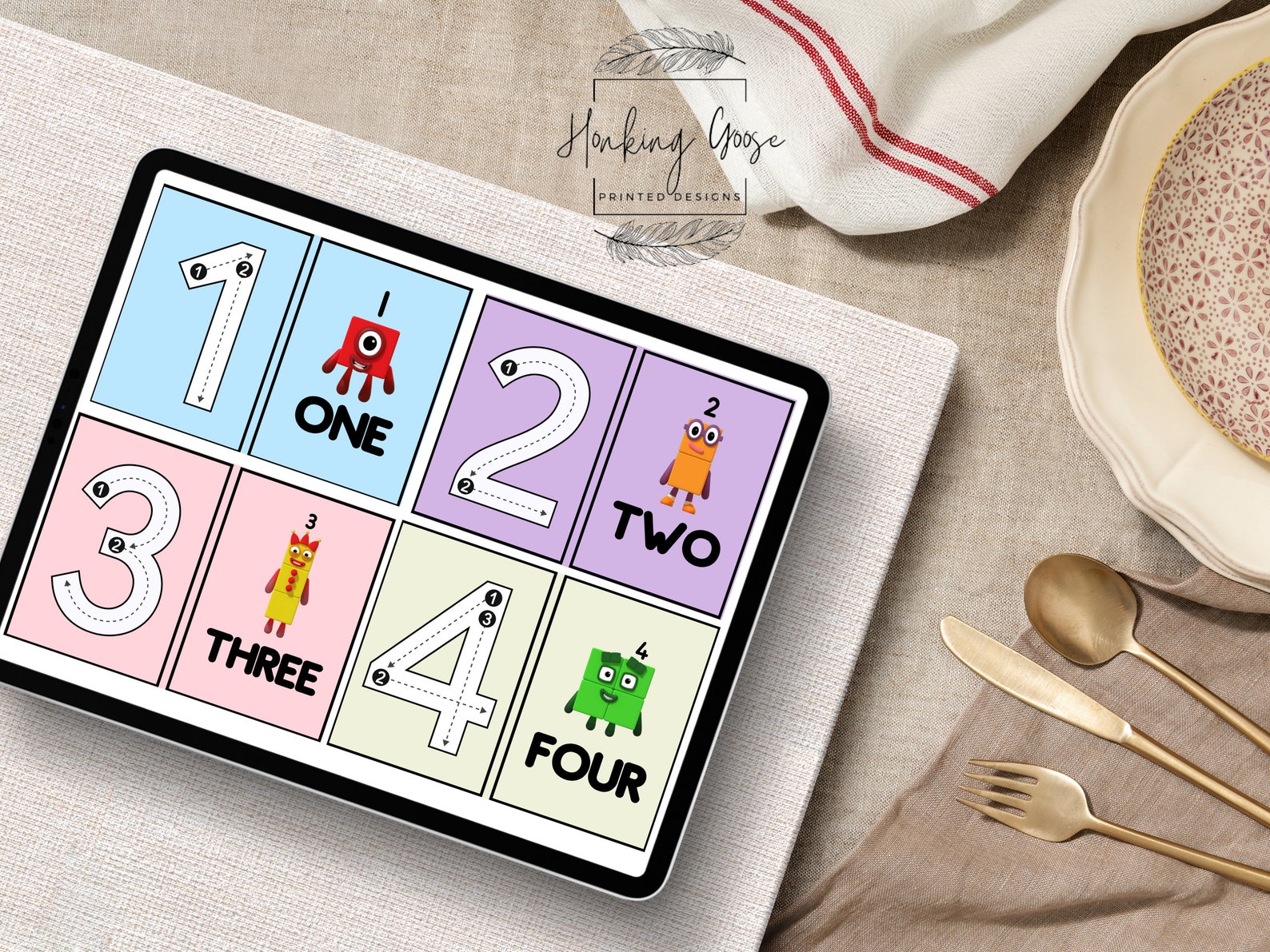 Number Blocks Themed Traceable Educational Cards,homeschool Printables ...