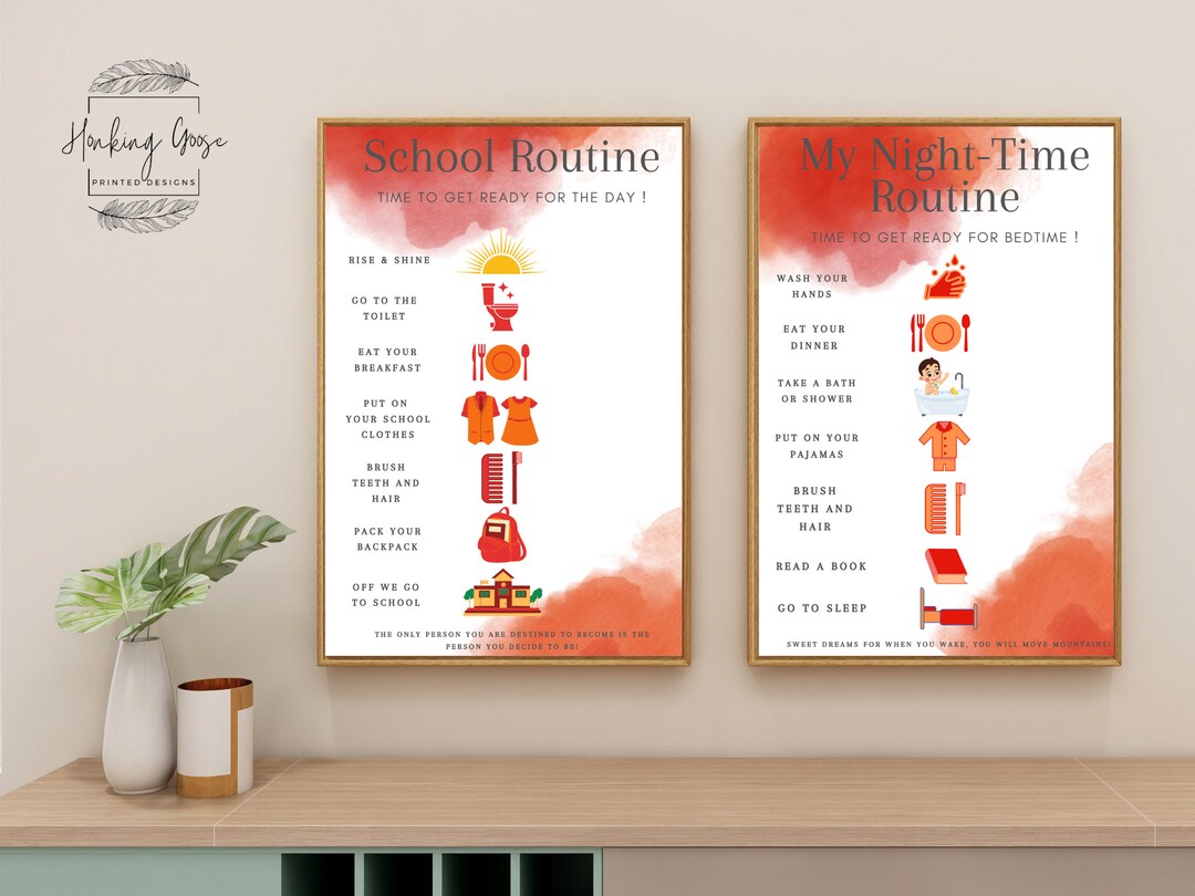 Red Watercolour Visual Routine Bundle for All Ages,homeschool, Playroom ...