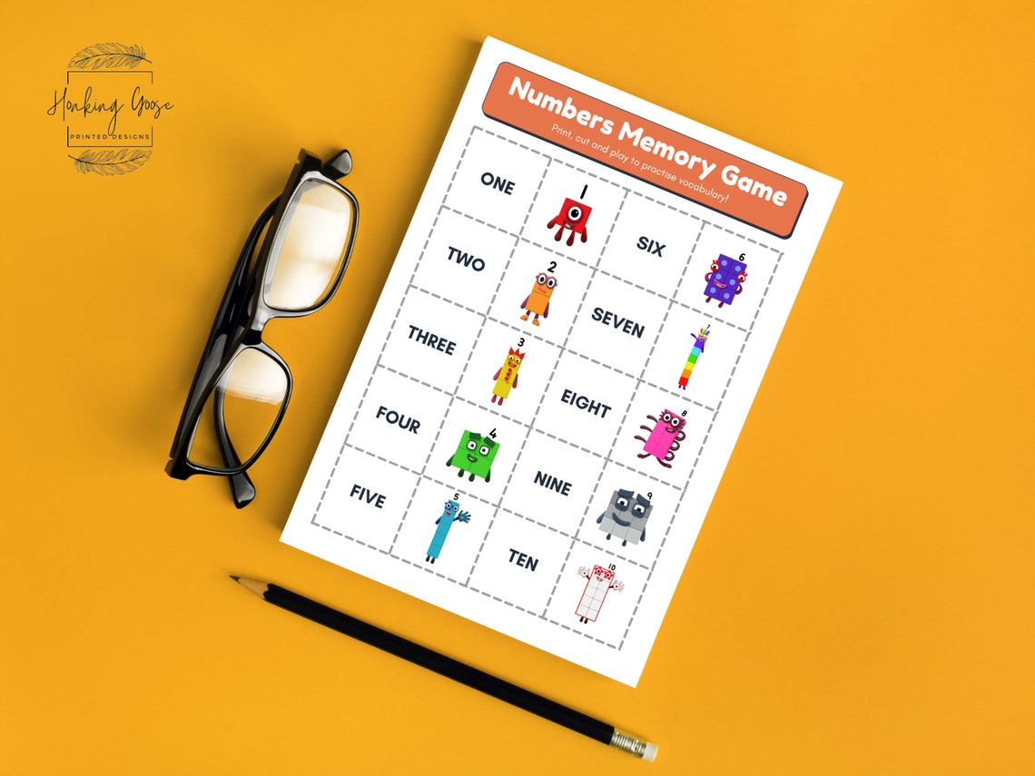 Number Blocks Mini Memory Game, Educational Cards,home School ...