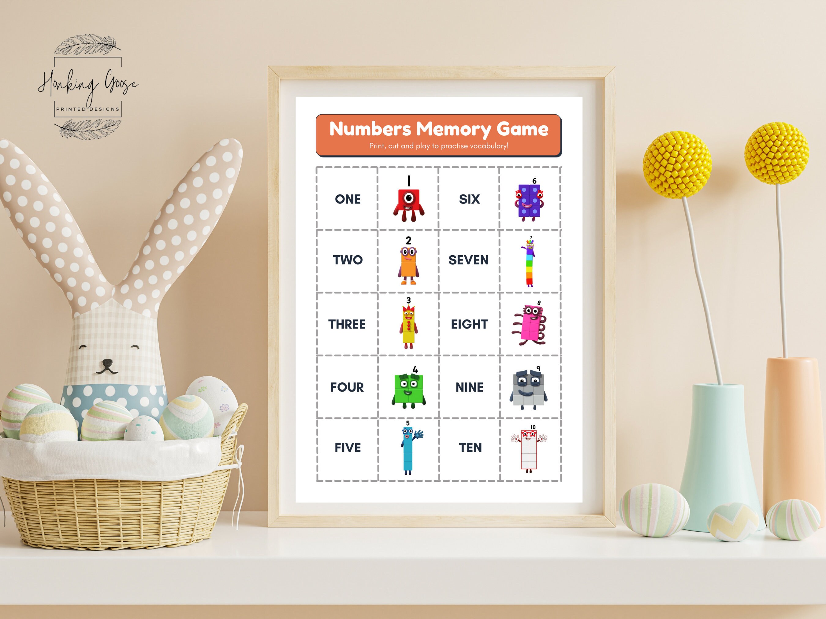 Number Blocks Mini Memory Game, Educational Cards,home School ...
