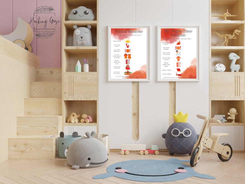 Red Watercolour Visual Routine Bundle for All Ages,homeschool, Playroom ...