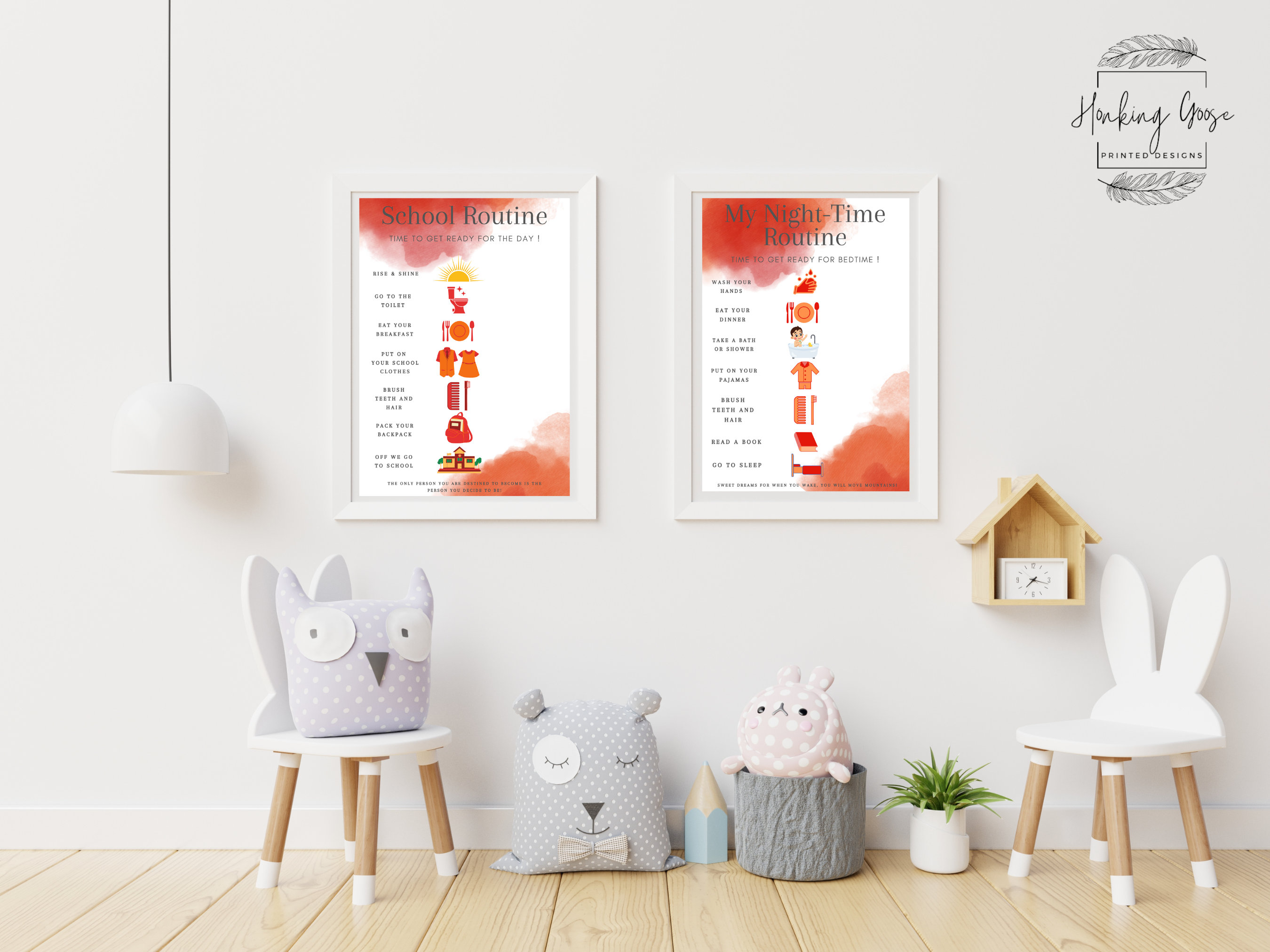 Red Watercolour Visual Routine Bundle for All Ages,homeschool, Playroom ...