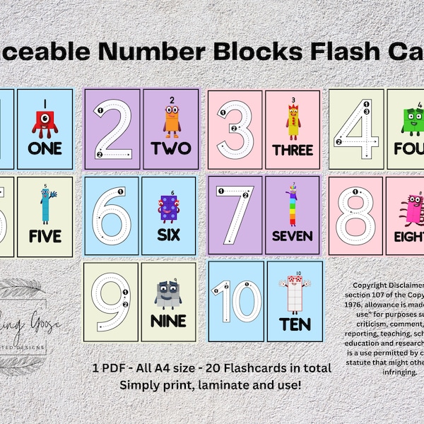 Number Blocks Flash Cards - Etsy