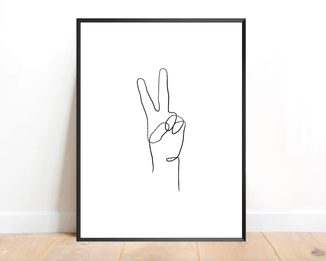 Peace Sign Line Drawing, Black and White or Watercolor, Minimalist ...