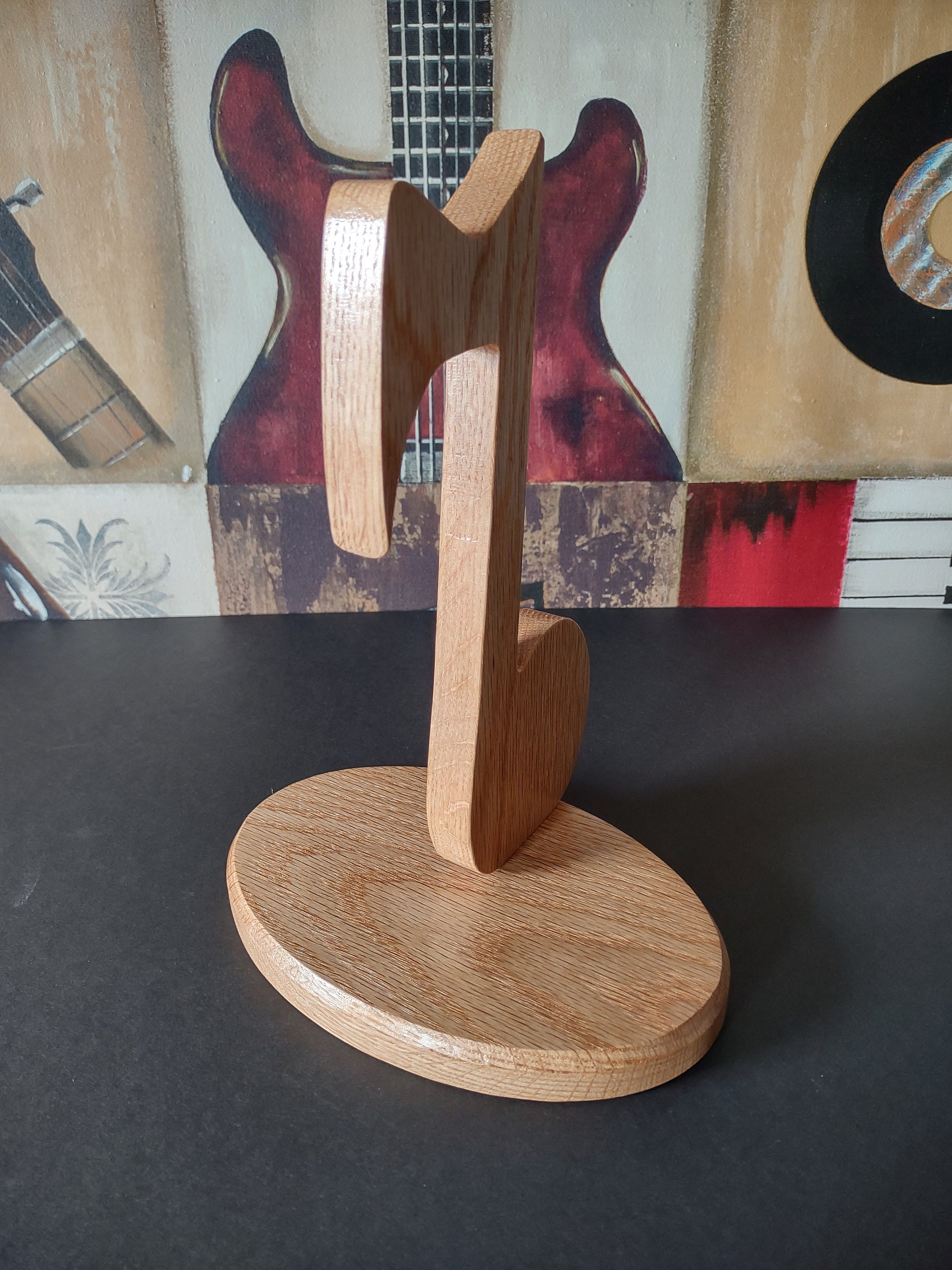Handmade Wooden Headphone Stand - Music Note Design - Desk Headset ...