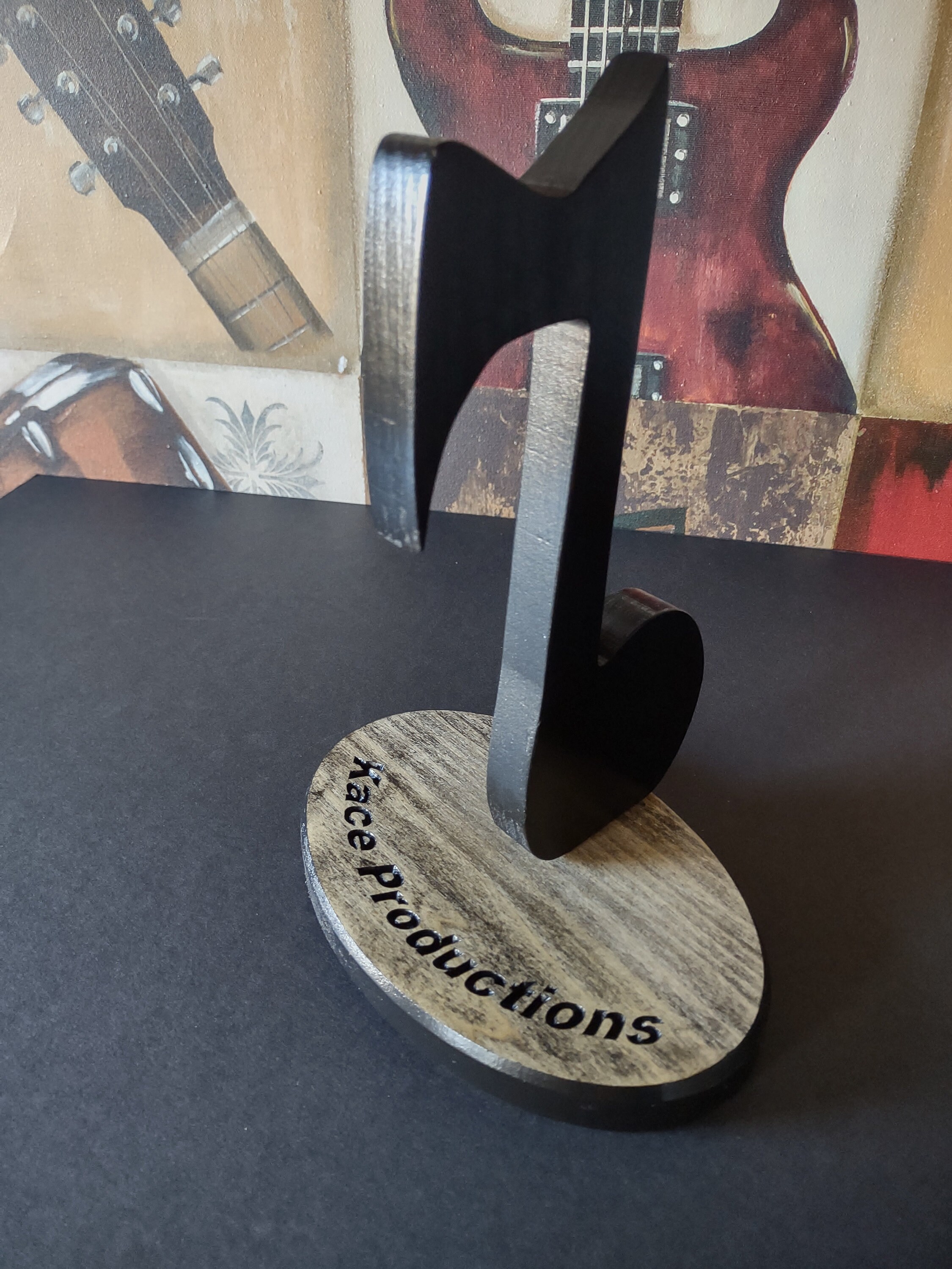 Handmade Wooden Headphone Stand - Music Note Design - Desk Headset ...