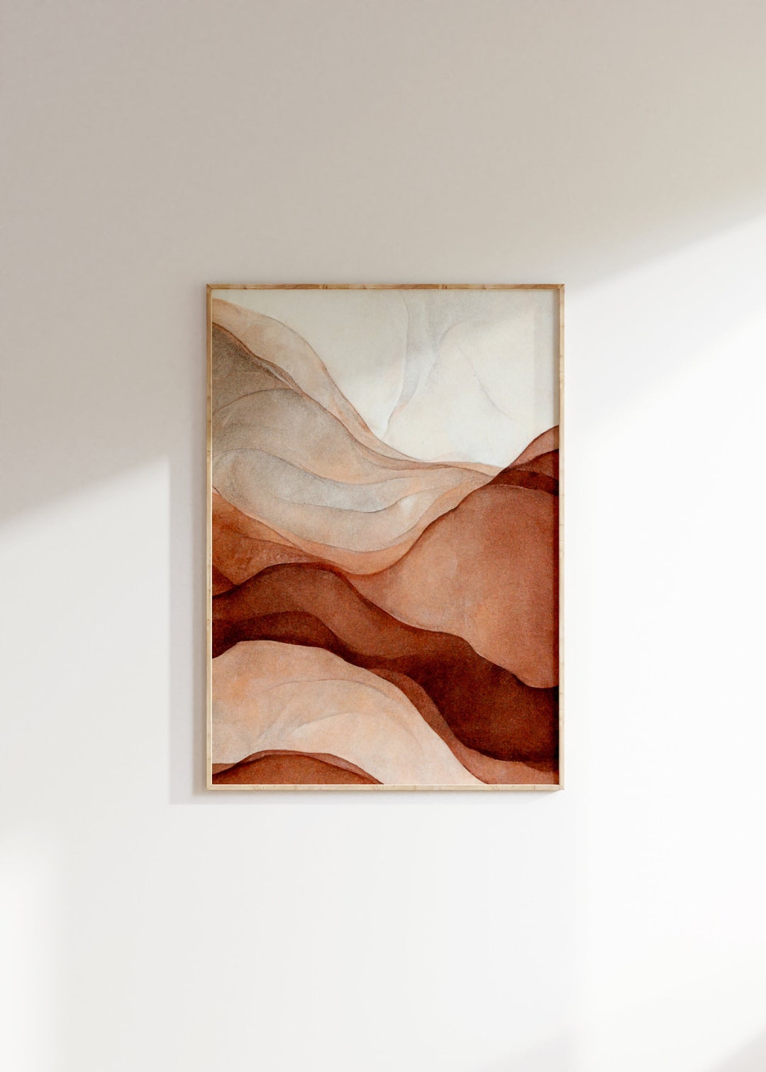 Terracotta Watercolor Landscape Prints, Neutral Gallery Wall, Abstract ...