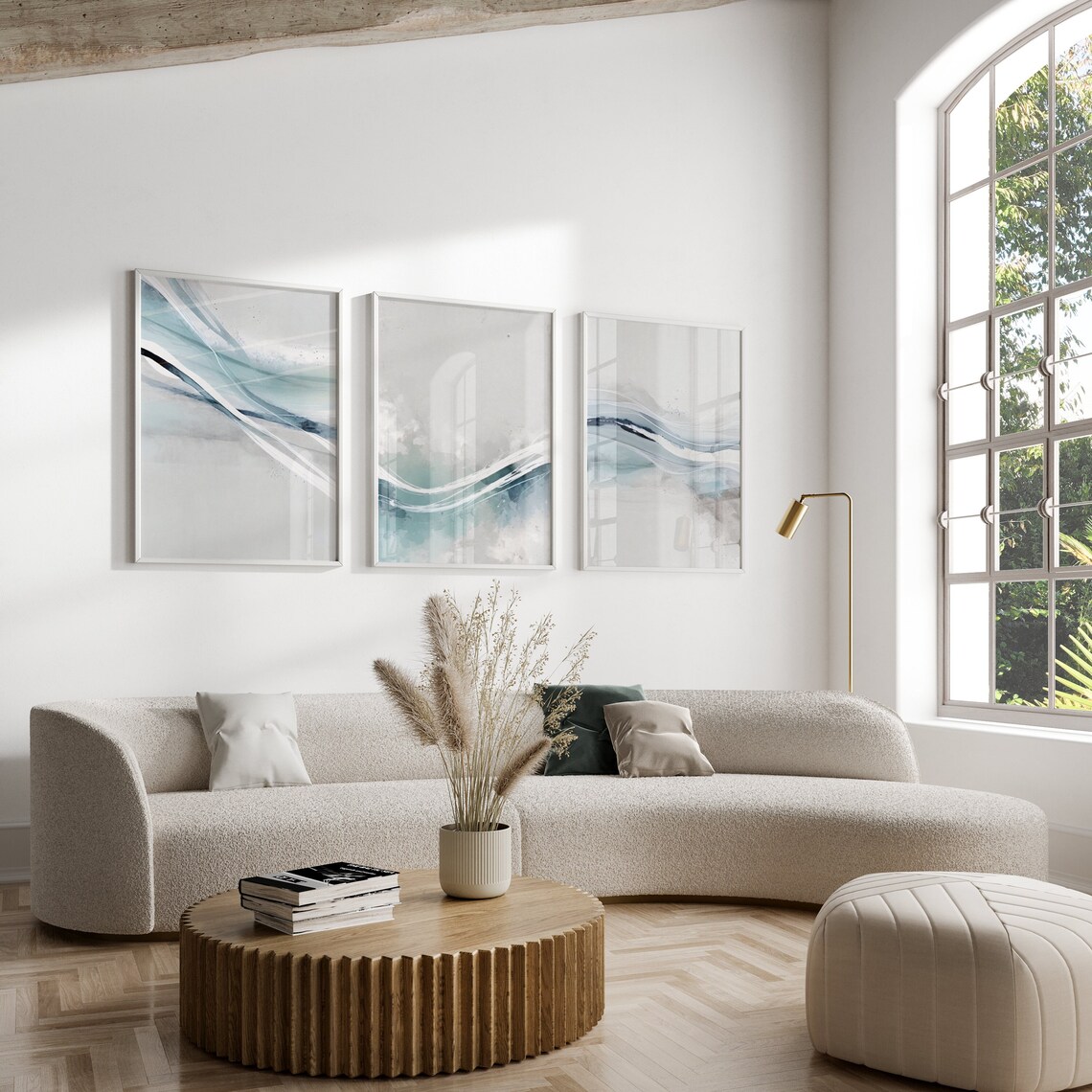 Downloadable 3 Piece Wall Art Set, Modern Nordic Abstract Prints, Light ...