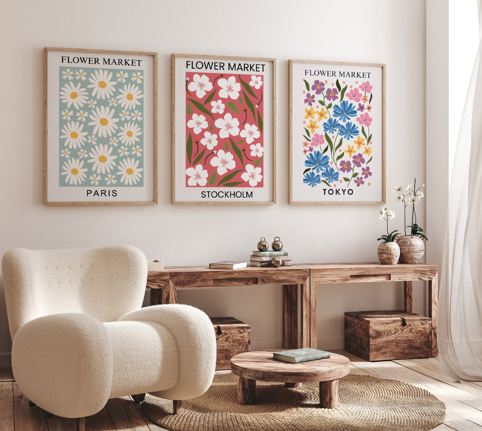 Flower Market Poster Set of 6 Prints, Floral Gallery Wall Art Set ...
