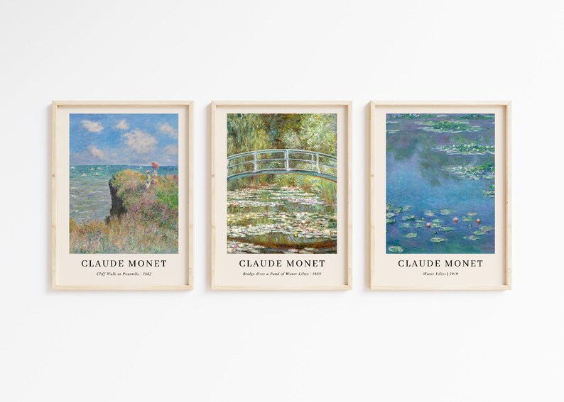 Set of 3 Printable Claude Monet Art Prints Monet Painting - Etsy