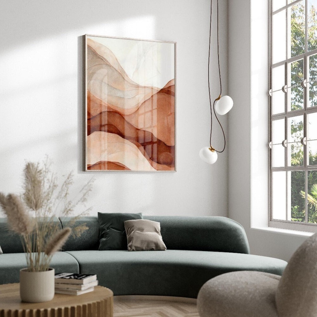 Terracotta Watercolor Landscape Prints, Neutral Art, Abstract Bohemian ...