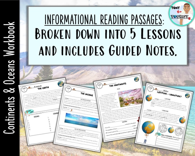 Continents and Oceans Informational Reading Passages Workbook With ...