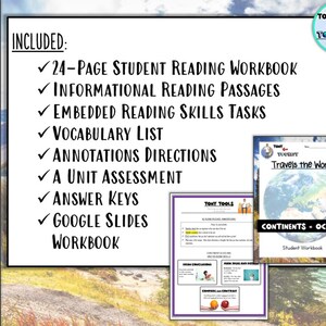 Continents and Oceans Informational Reading Passages Workbook With ...
