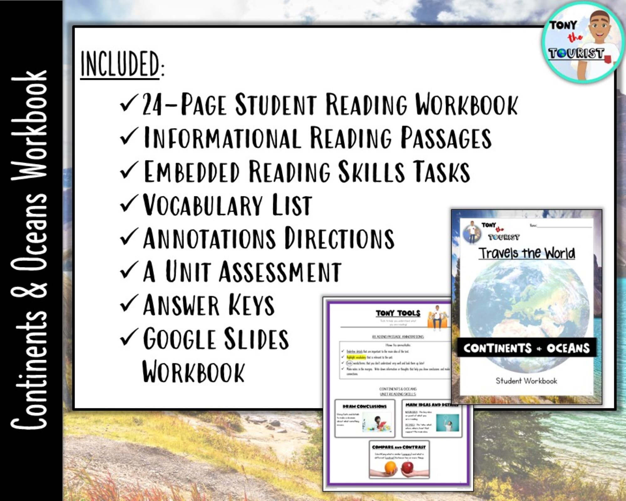 Continents and Oceans Informational Reading Passages Workbook With ...