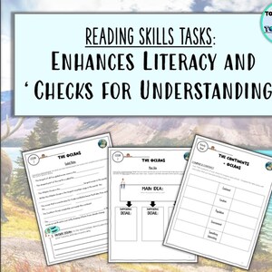 Continents and Oceans Informational Reading Passages Workbook With ...