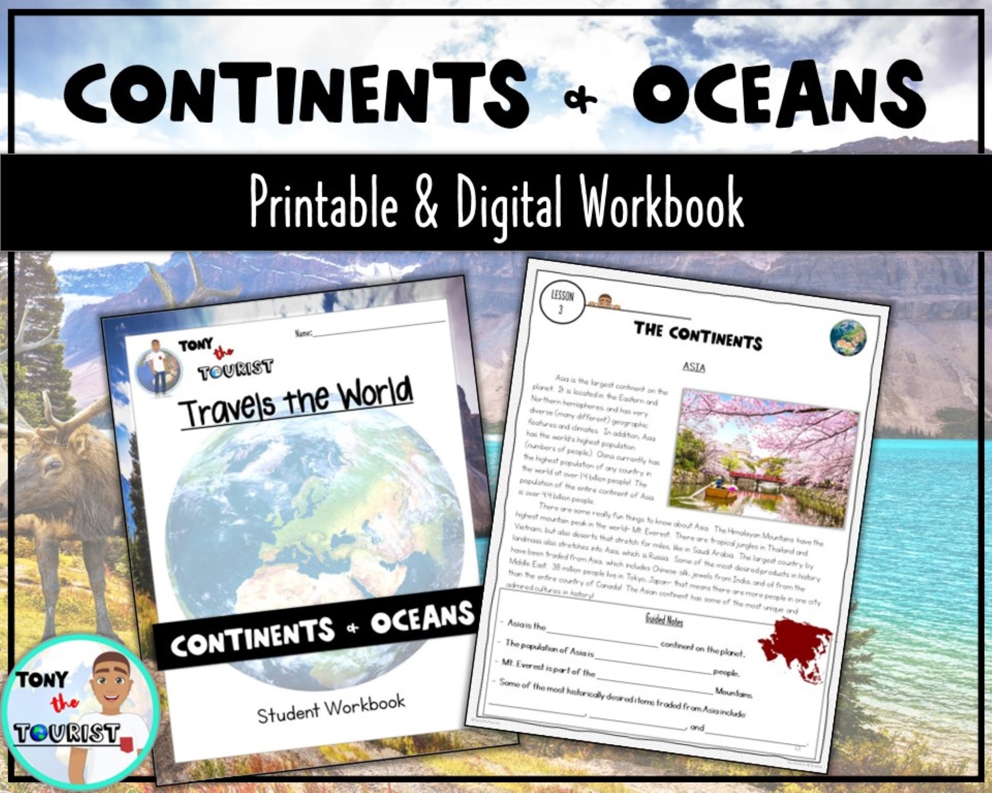 Continents and Oceans Informational Reading Passages Workbook With ...