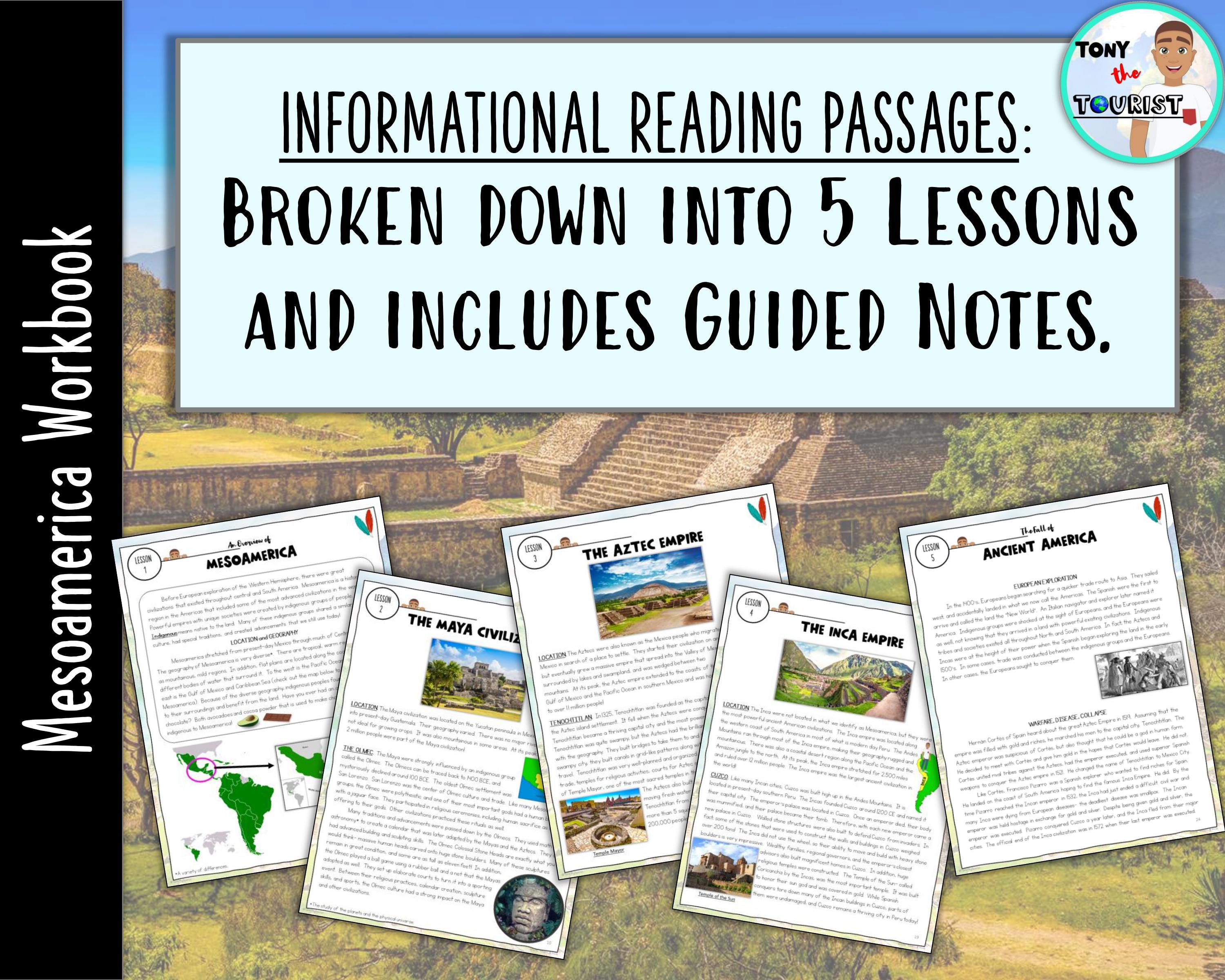 Mesoamerica- Maya, Aztec, and Inca Informational Reading Passages ...