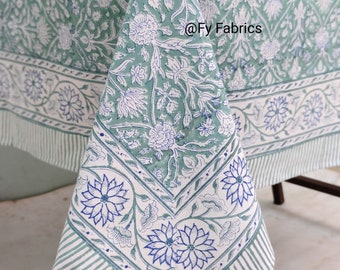 Block Print Table Cloth, Rectangle Boho Table Cover, Cotton Table Linen ...
