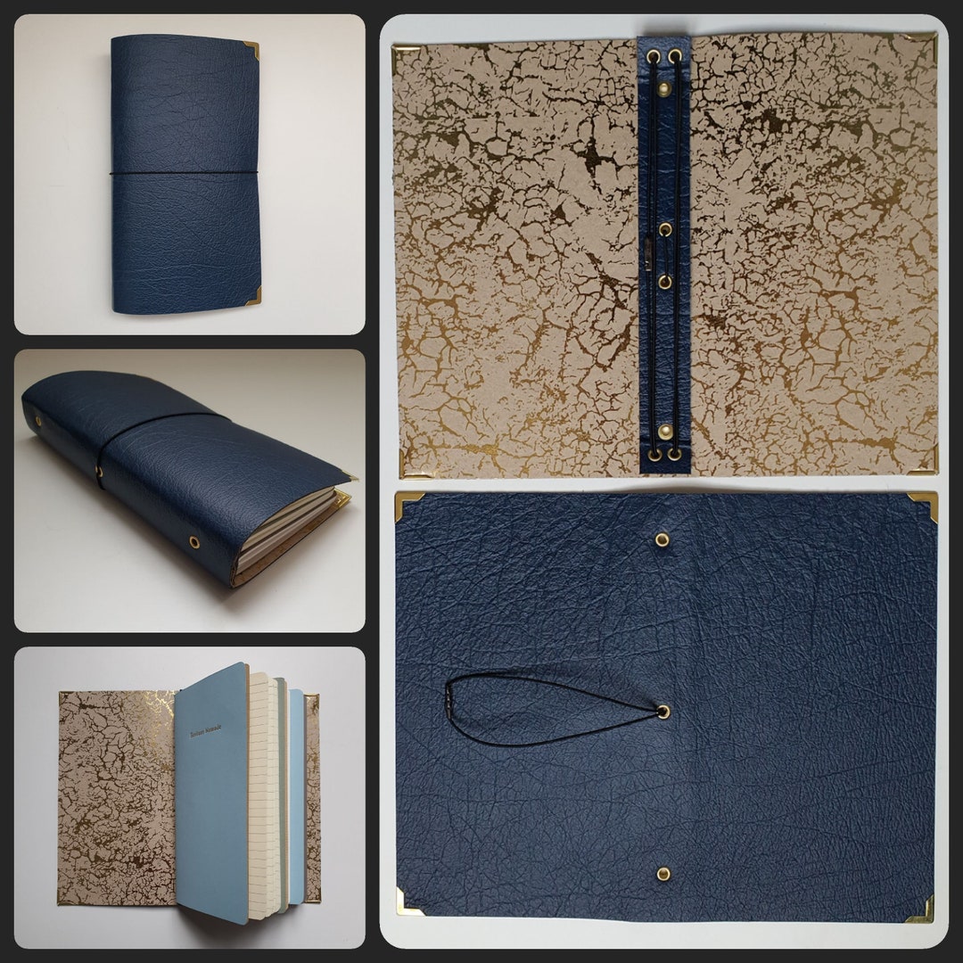 TRAVEL NOTEBOOK Blue Leather Leather Cover for Premium Modular Nomad ...