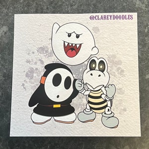 Shy Guy, Boo and Dry Bones super Mario Print - Etsy UK
