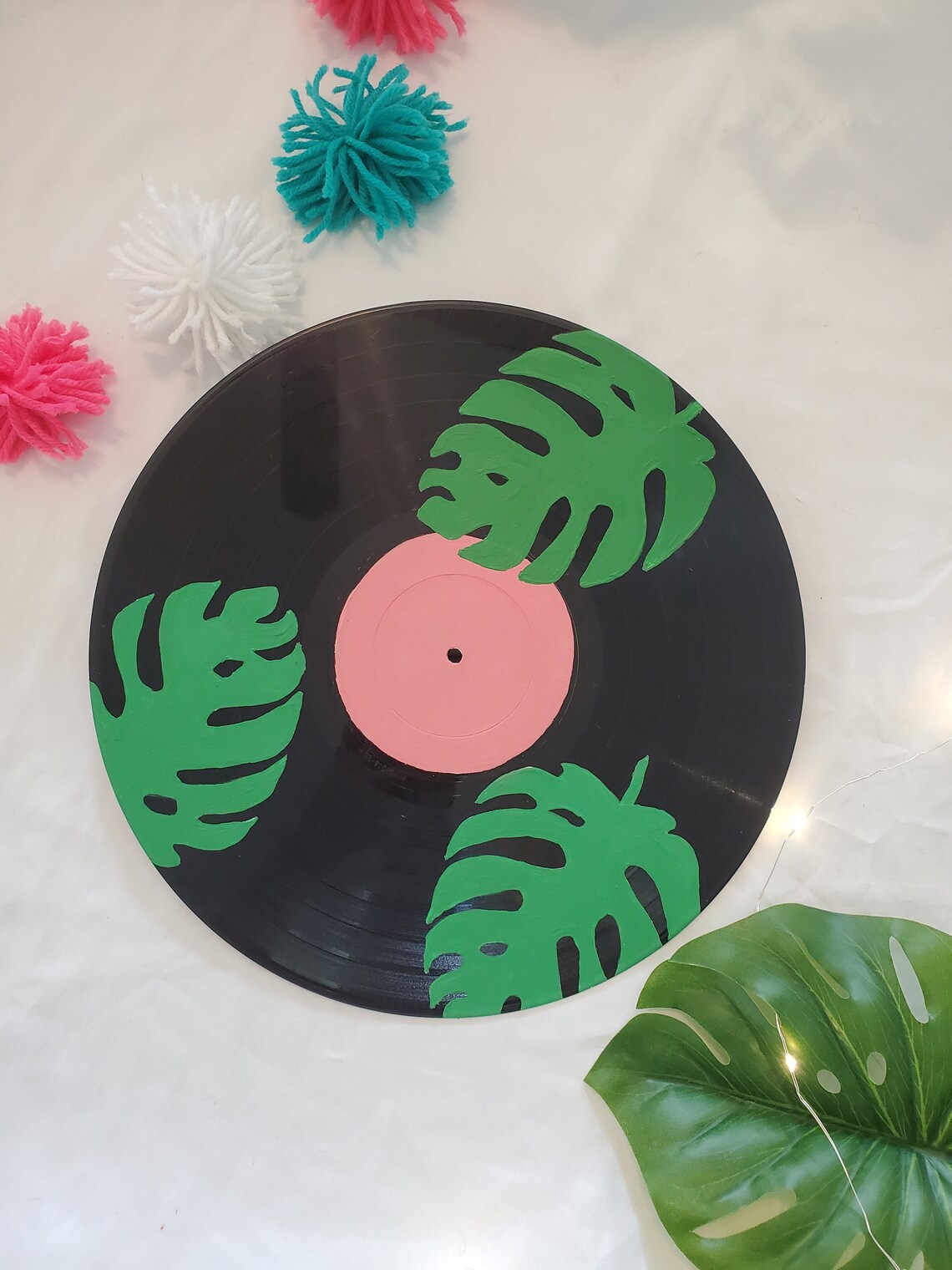 Tropical Leaf Hand Painted Vinyl Record - Etsy