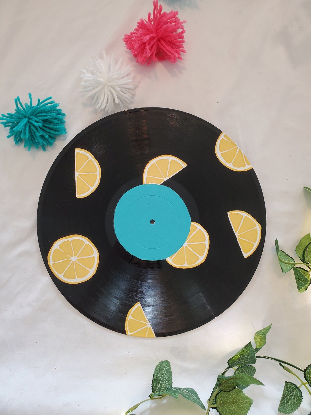 Hand Painted Summer Lemon Vinyl Record - Etsy