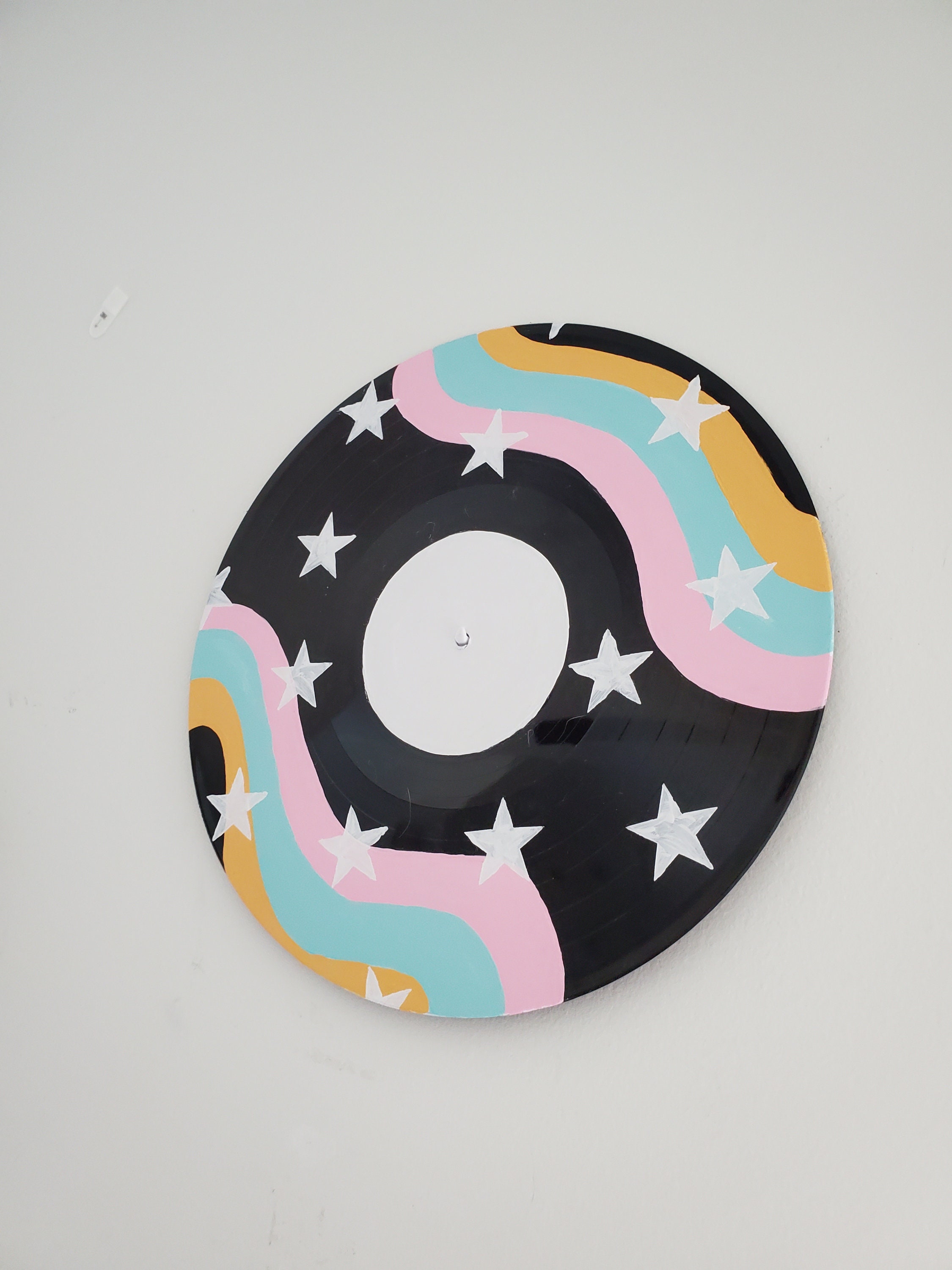 Hand Painted Abstract Vinyl Record With Stars - Etsy