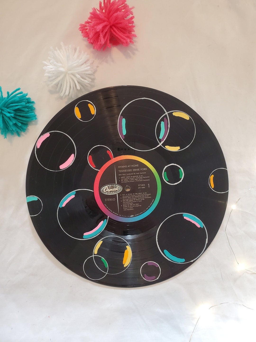 Hand Painted Bubble Design on Vinyl Record - Etsy