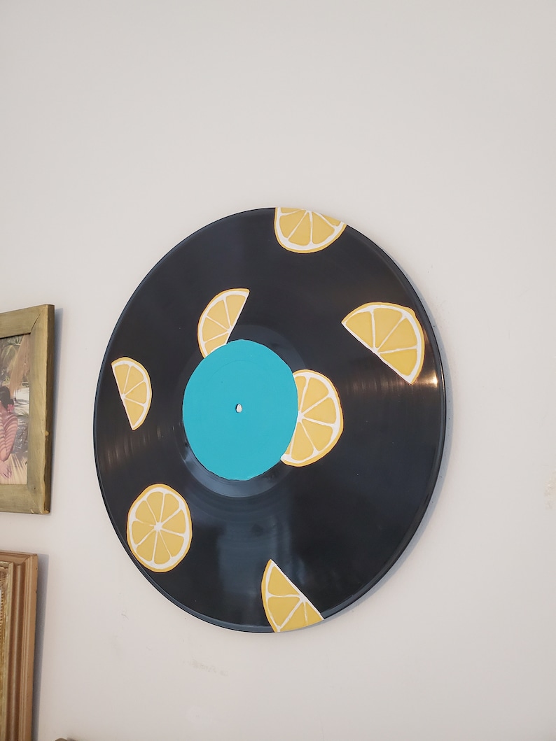 Hand Painted Summer Lemon Vinyl Record - Etsy