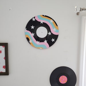 Hand Painted Abstract Vinyl Record With Stars - Etsy