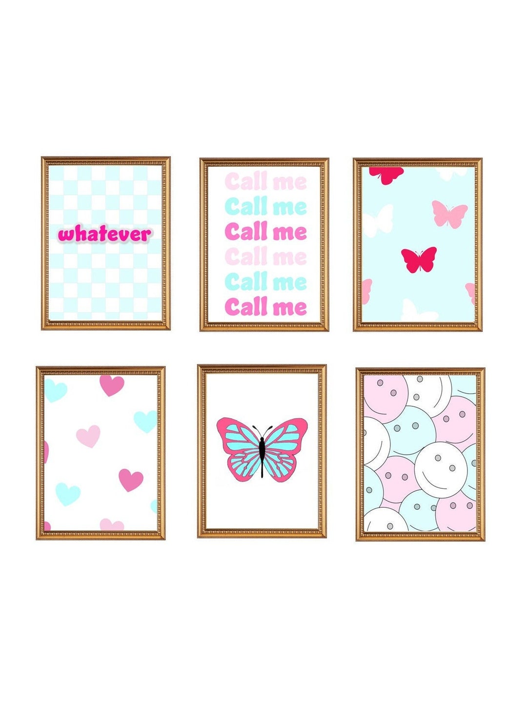 Pink and Blue Themed Wall Decor Photo Set - Etsy