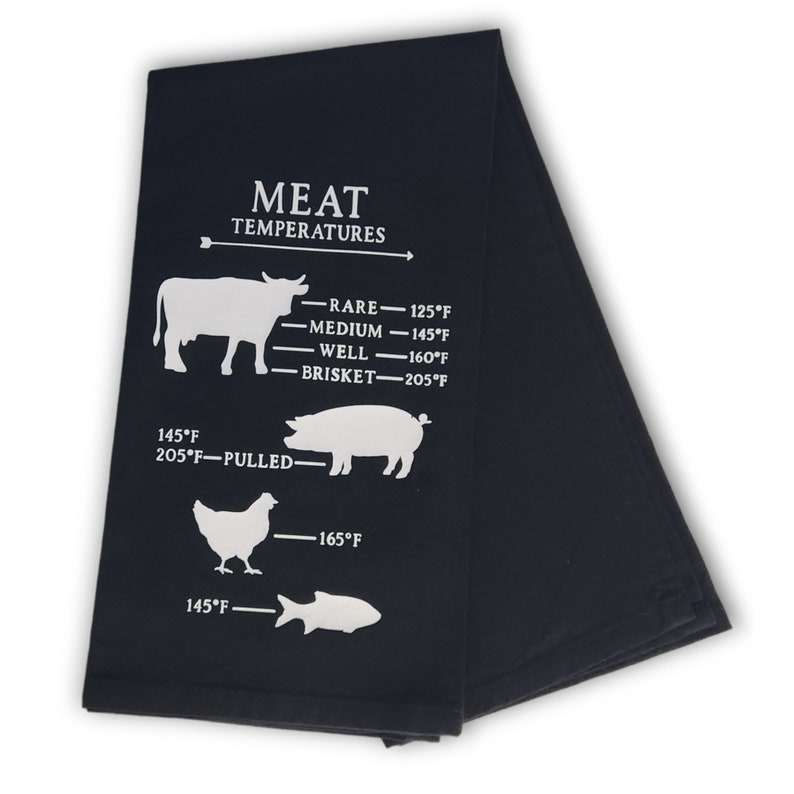 Meat Temperatures Illustrated: A Whimsical Flour Sack Tea Towel for ...