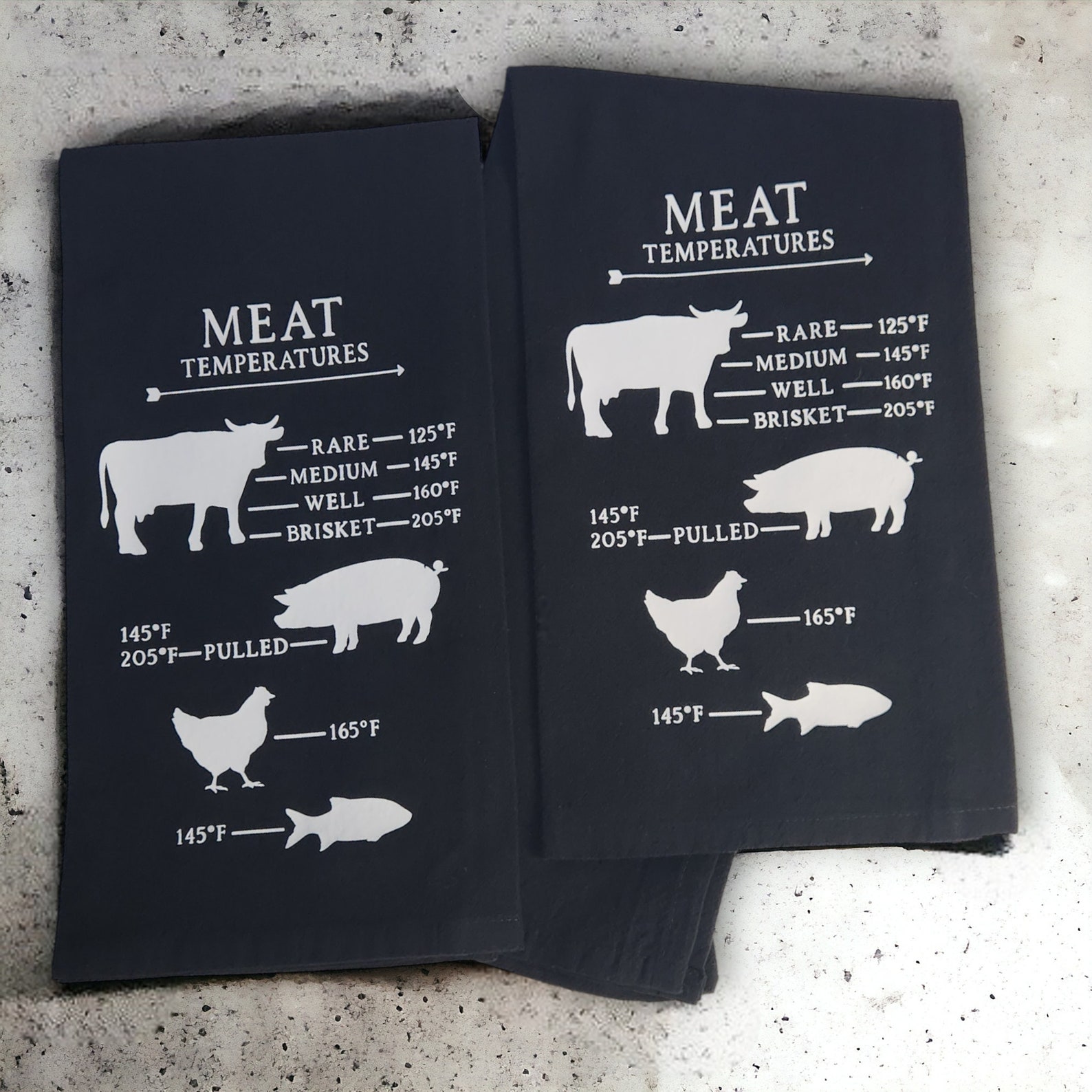 Meat Temperatures Illustrated: A Whimsical Flour Sack Tea Towel for ...