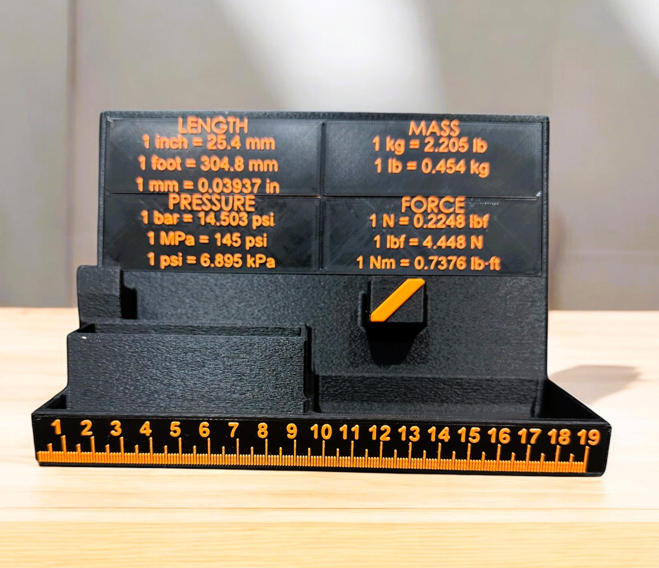 Engineer’s Desk Organiser With Unit Conversion Chart | Tool Holder for ...