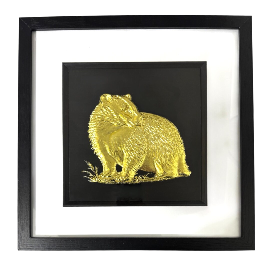 Badger 3D Wall Art Framed Gold Leaf British Wildlife Gift | Country ...